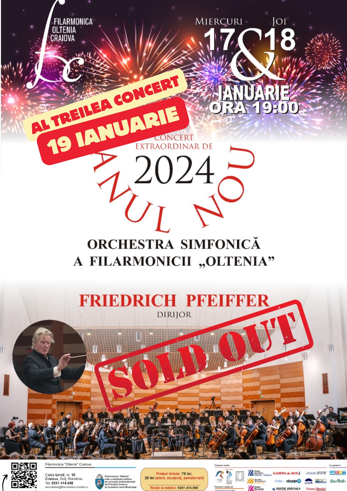 Filarmonica „Oltenia” Craiova: Trei concerte de Anul Nou sold out!